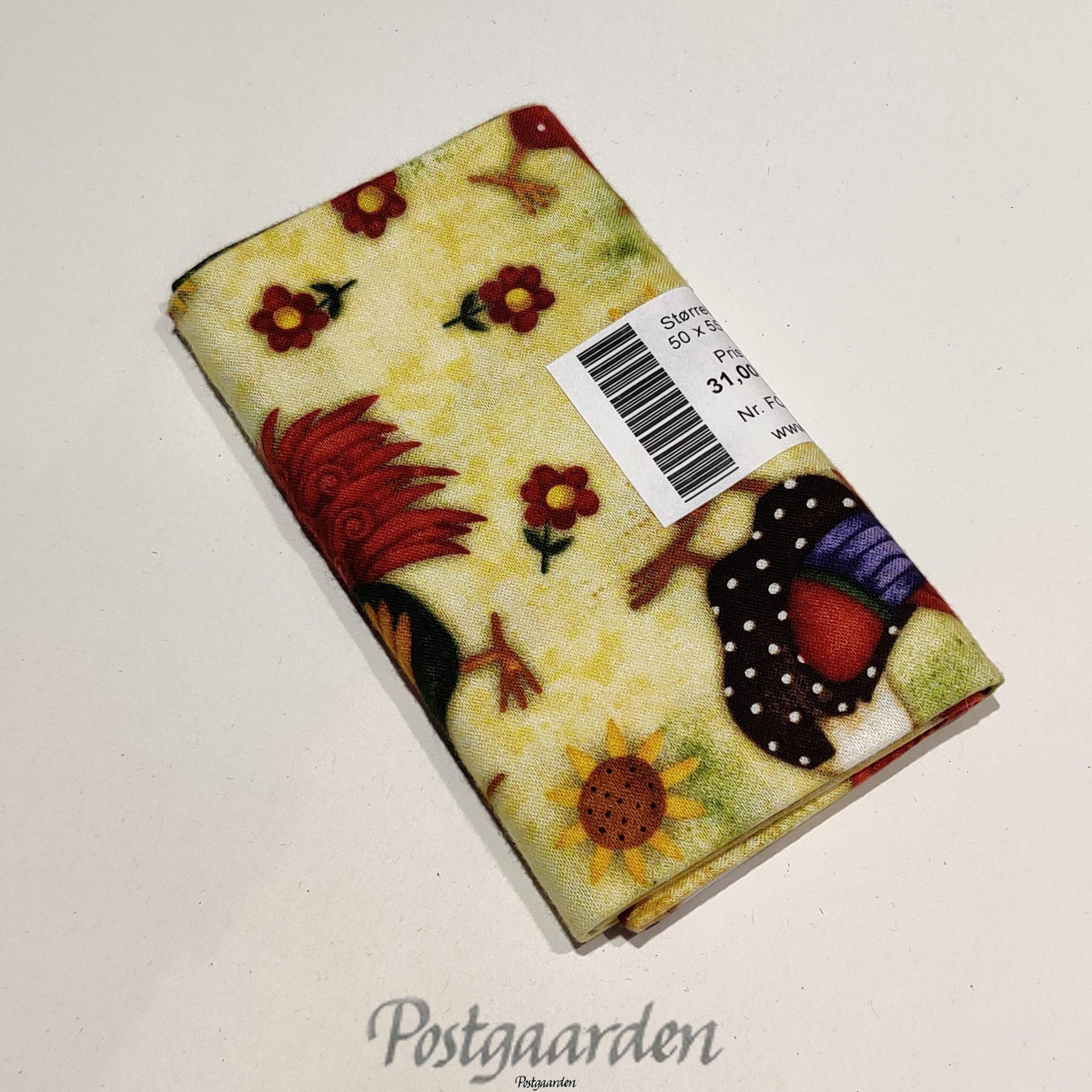 FQ6531 - Gul patchworkstof med høns - Postgaarden - Patchwork