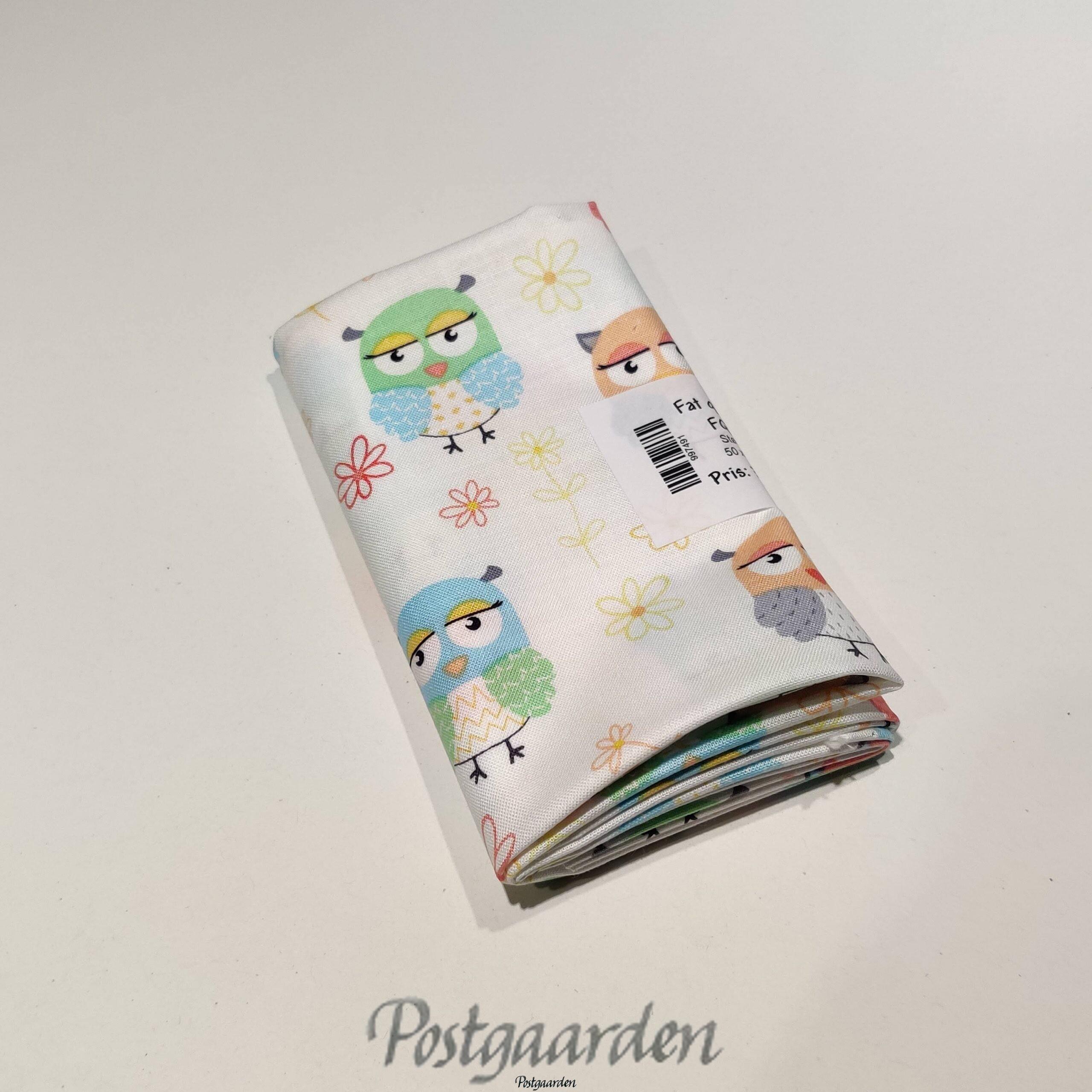 FQ7491 Råhvid med ugler fat quarter - POSTGAARDEN | Patchwork- , Strik og Broderi Butik online ...