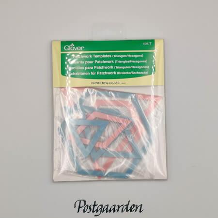 Skabelonsæt - 7 dele - Sekskanter og Trekanter - POSTGAARDEN | Patchwork- , Strik og Broderi ...